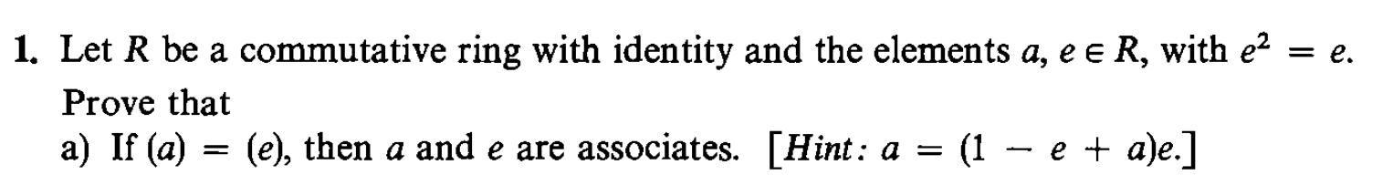 Solved 1. Let R be a commutative ring with identity and the | Chegg.com