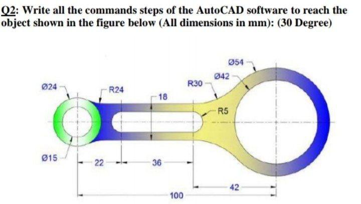 Solved Q2: Write all the commands steps of the AutoCAD | Chegg.com