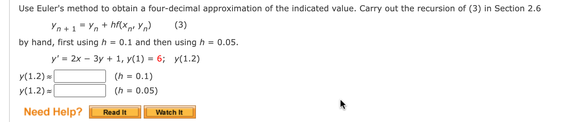 Solved Use Euler's method to obtain a four-decimal | Chegg.com