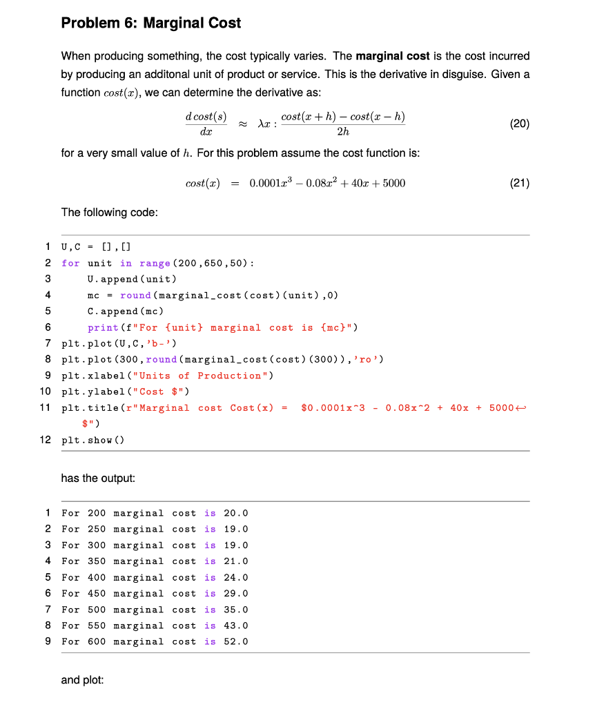 Solved Problem 6: Marginal Cost When producing something, | Chegg.com