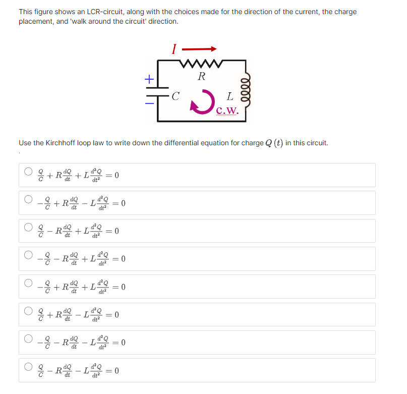 Solved This figure shows an LCR-circuit, along with the | Chegg.com