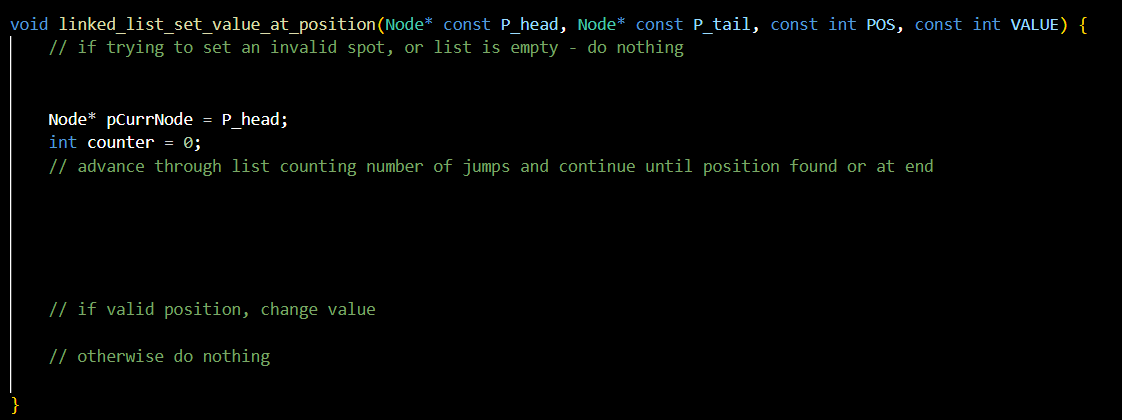 Solved void linked_list_set_value_at_position(Node* const | Chegg.com