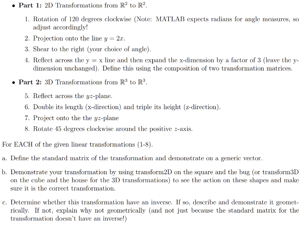 - Part 1: 2D Transformations from R2 to R2. 1. | Chegg.com