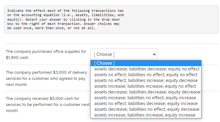 Solved Indicate the effect each of the following | Chegg.com