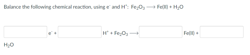 Solved Balance the following chemical reaction, using e' and | Chegg.com