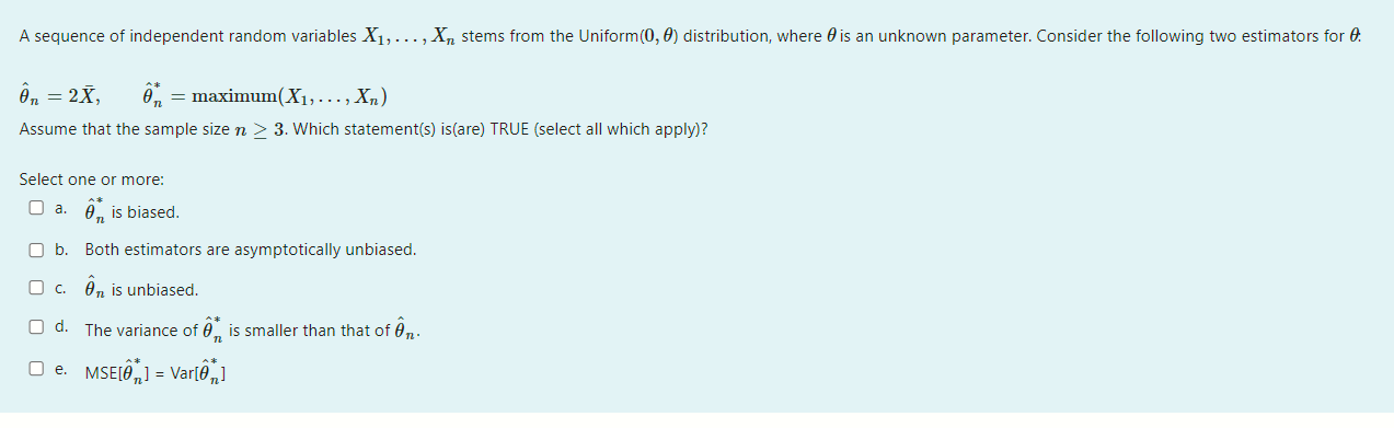 Solved A sequence of independent random variables X1,..., X, | Chegg.com