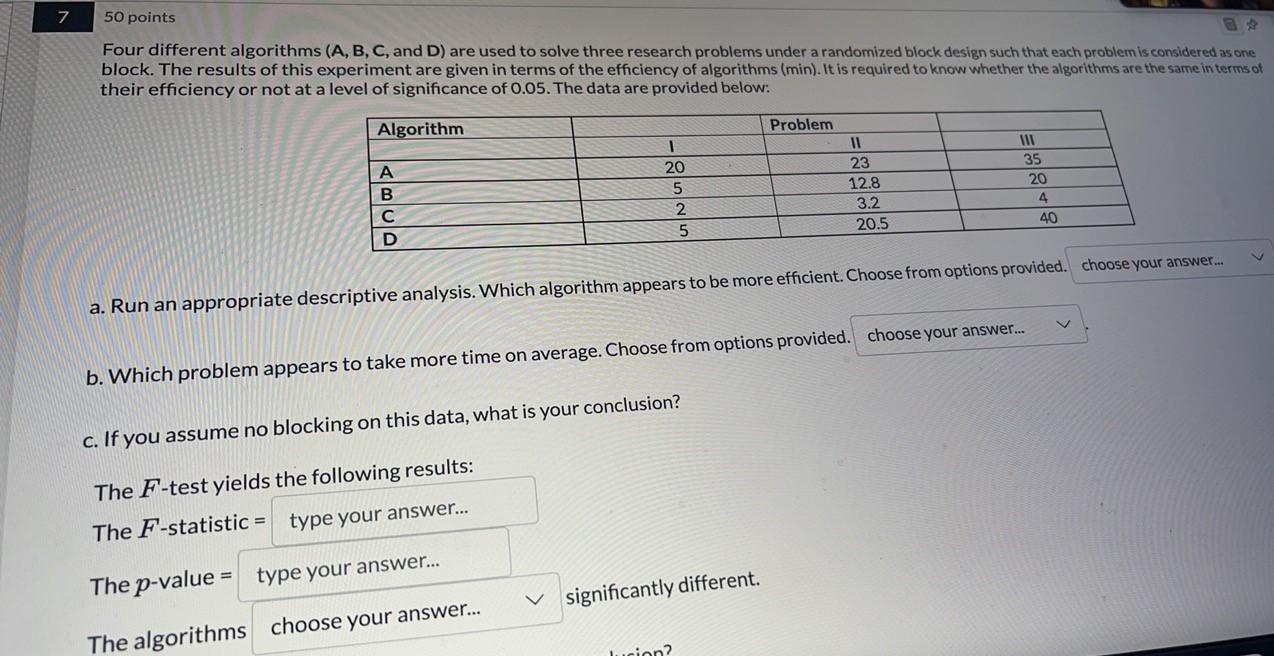 Four different algorithms (A,B,C,and D) are used to | Chegg.com