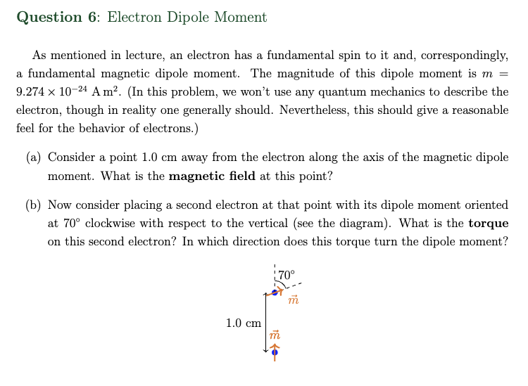 Solved Question 6: Electron Dipole MomentAs mentioned in | Chegg.com