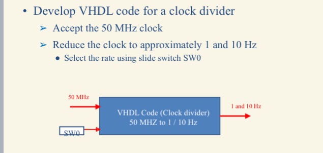 Solved Develop VHDL code for a clock divider > Accept the 50 | Chegg.com