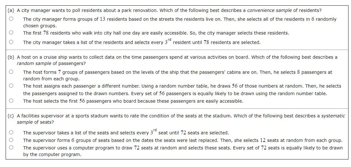 Solved (a) A city manager wants to poll residents about a | Chegg.com
