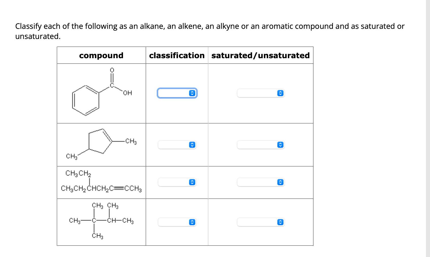 Solved Classify each of the following as an alkane, an | Chegg.com