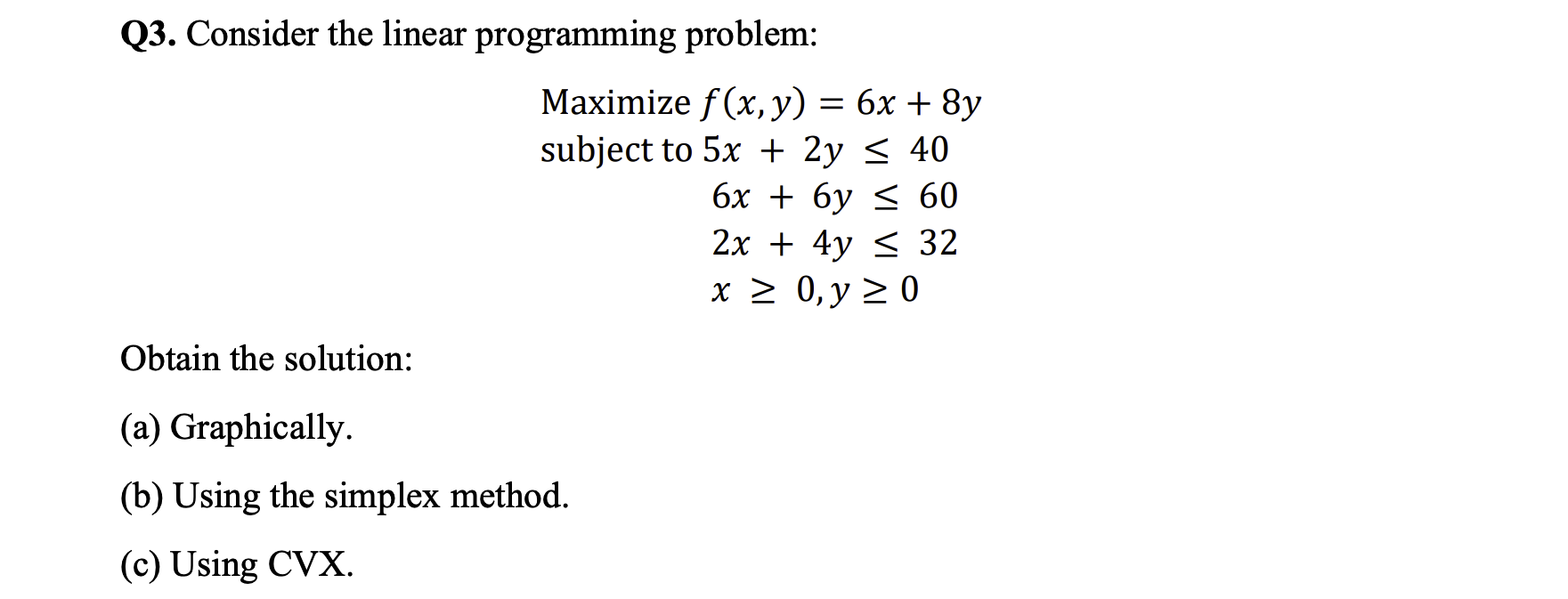 Q3. Consider the linear programming problem: | Chegg.com