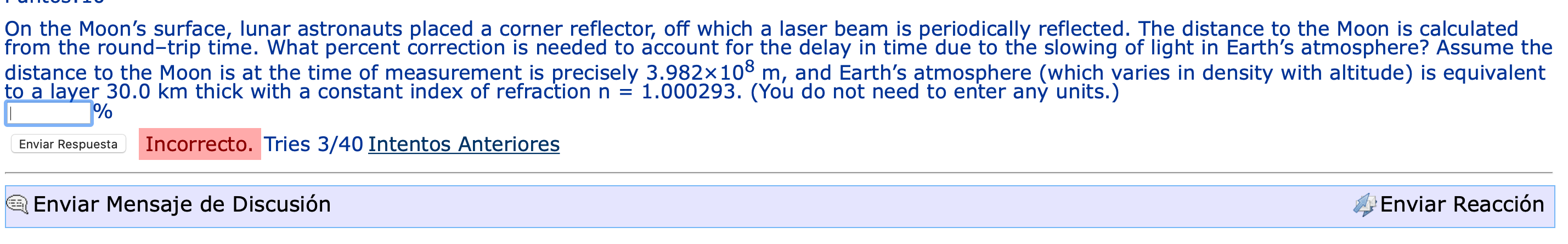 Solved On the Moon's surface, lunar astronauts placed a | Chegg.com