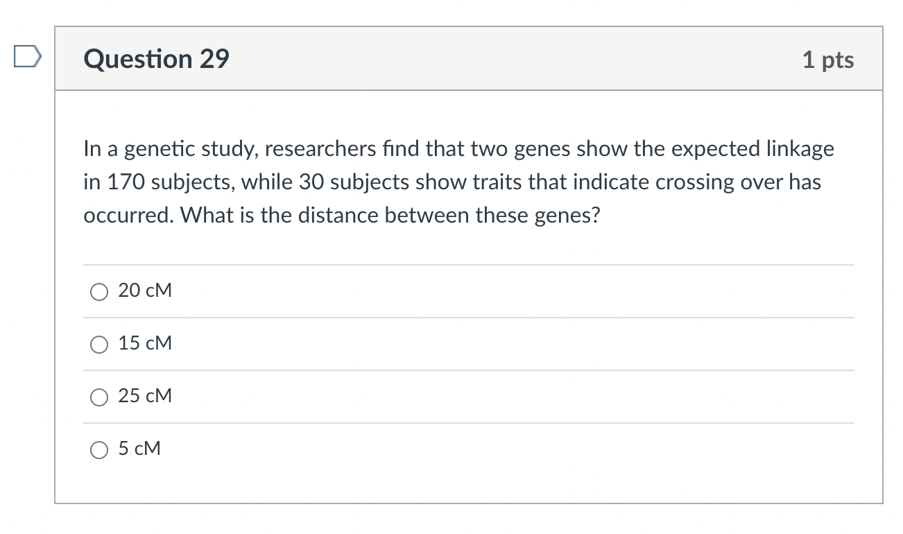 Solved Question 29 1 pts In a genetic study, researchers | Chegg.com