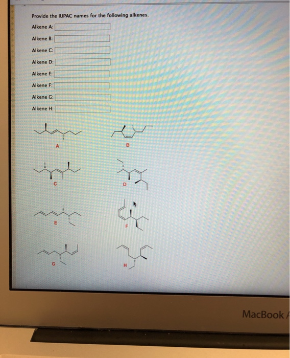 Solved Provide the IUPAC names for the following alkenes. | Chegg.com