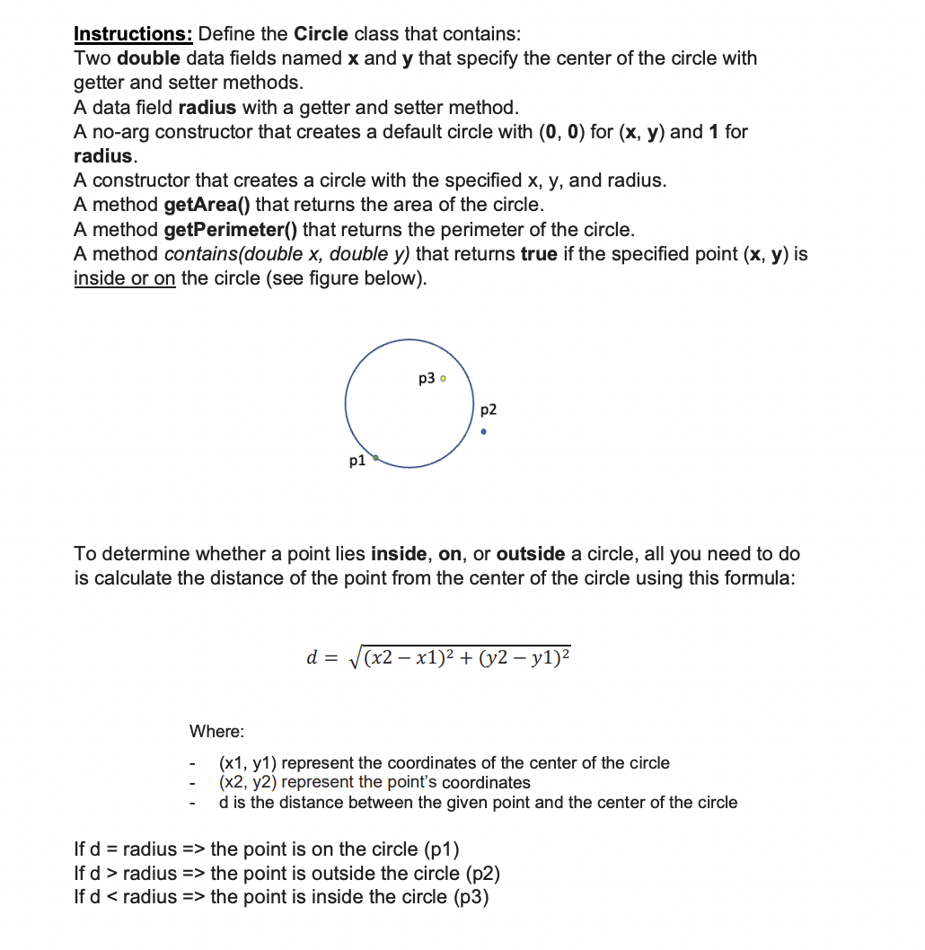 Solved Write a program that creates a Circle object c1 with | Chegg.com