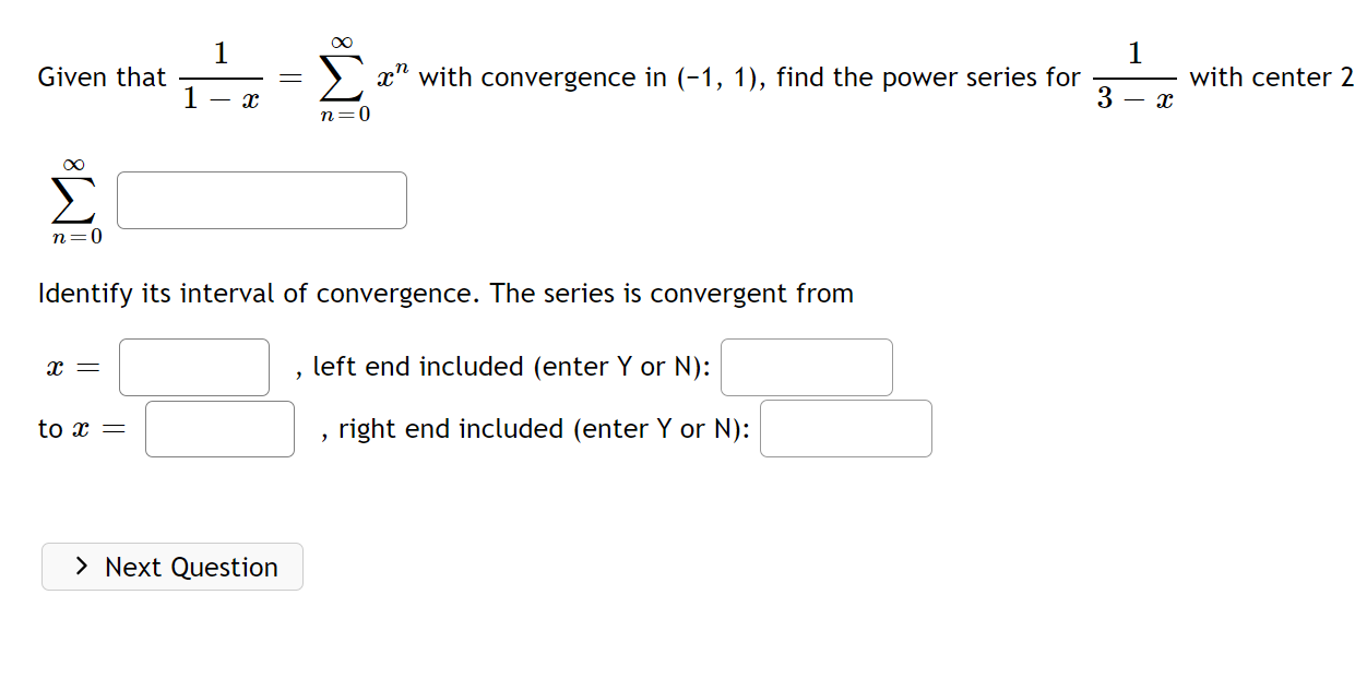 Solved 1 1 Given that = x" with convergence in (-1, 1), find | Chegg.com