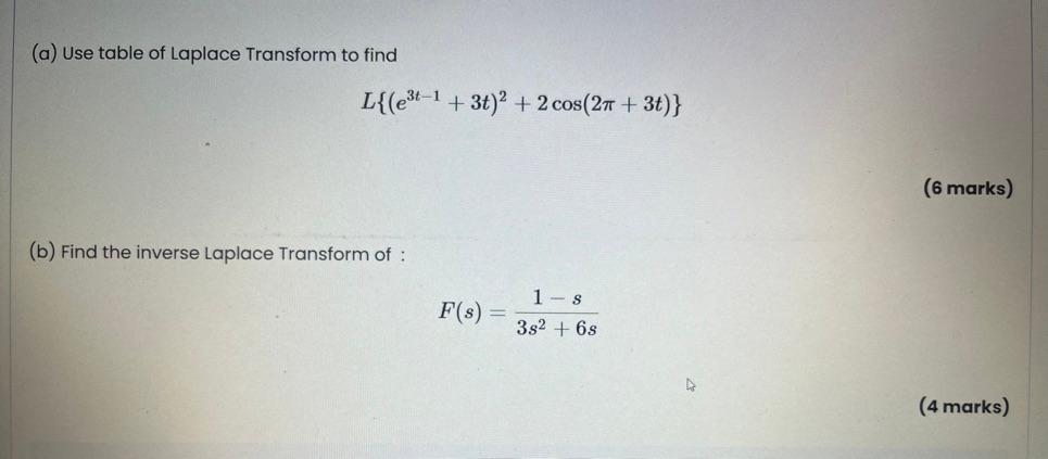 Solved (a) Use table of Laplace Transform to find L{(C3-1 + | Chegg.com