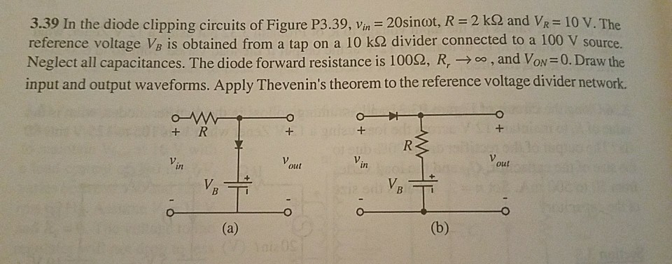 Solved 3.39 In the diode clipping circuits of Figure P3.39, | Chegg.com