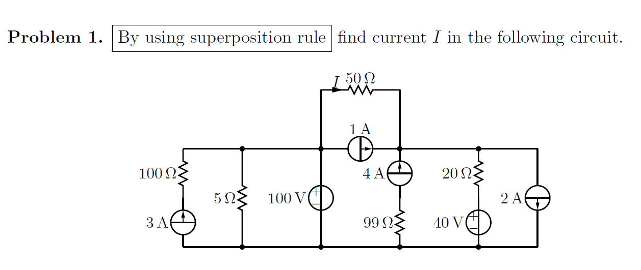 Solved Problem 1. find current I in the following circuit. | Chegg.com