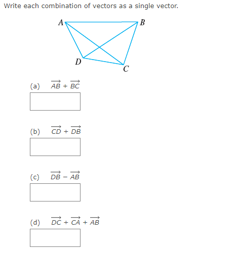 Solved Write each combination of vectors as a single | Chegg.com