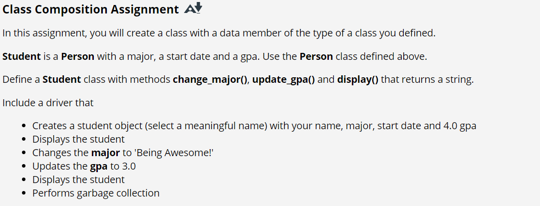 Solved Creates a student object (select a meaningful name) | Chegg.com