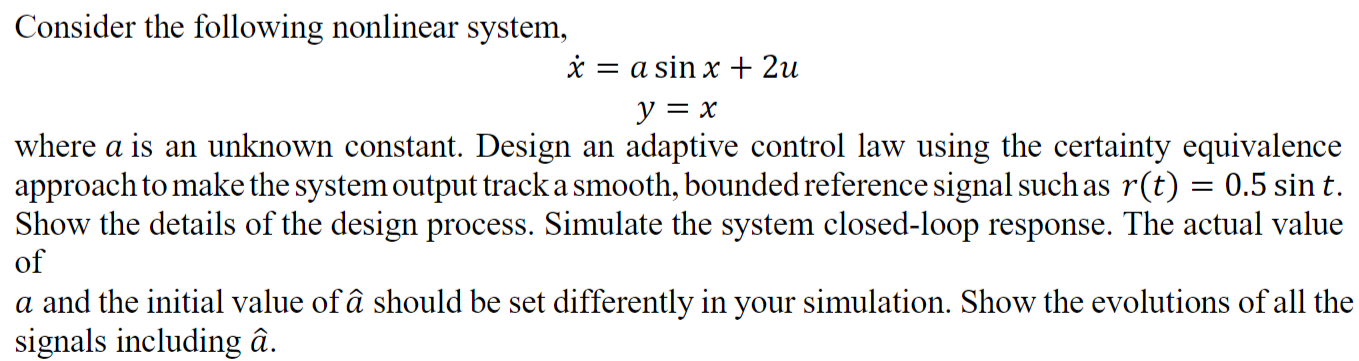 Solved Consider the following nonlinear system, | Chegg.com