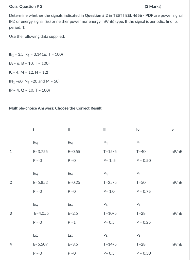Solved Question #2 (3 Marks) Determine whether the following | Chegg.com