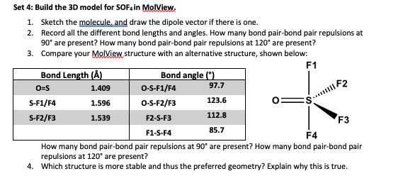 Solved Set 4: Build the 3D model for SOF, in MolView. 1. | Chegg.com