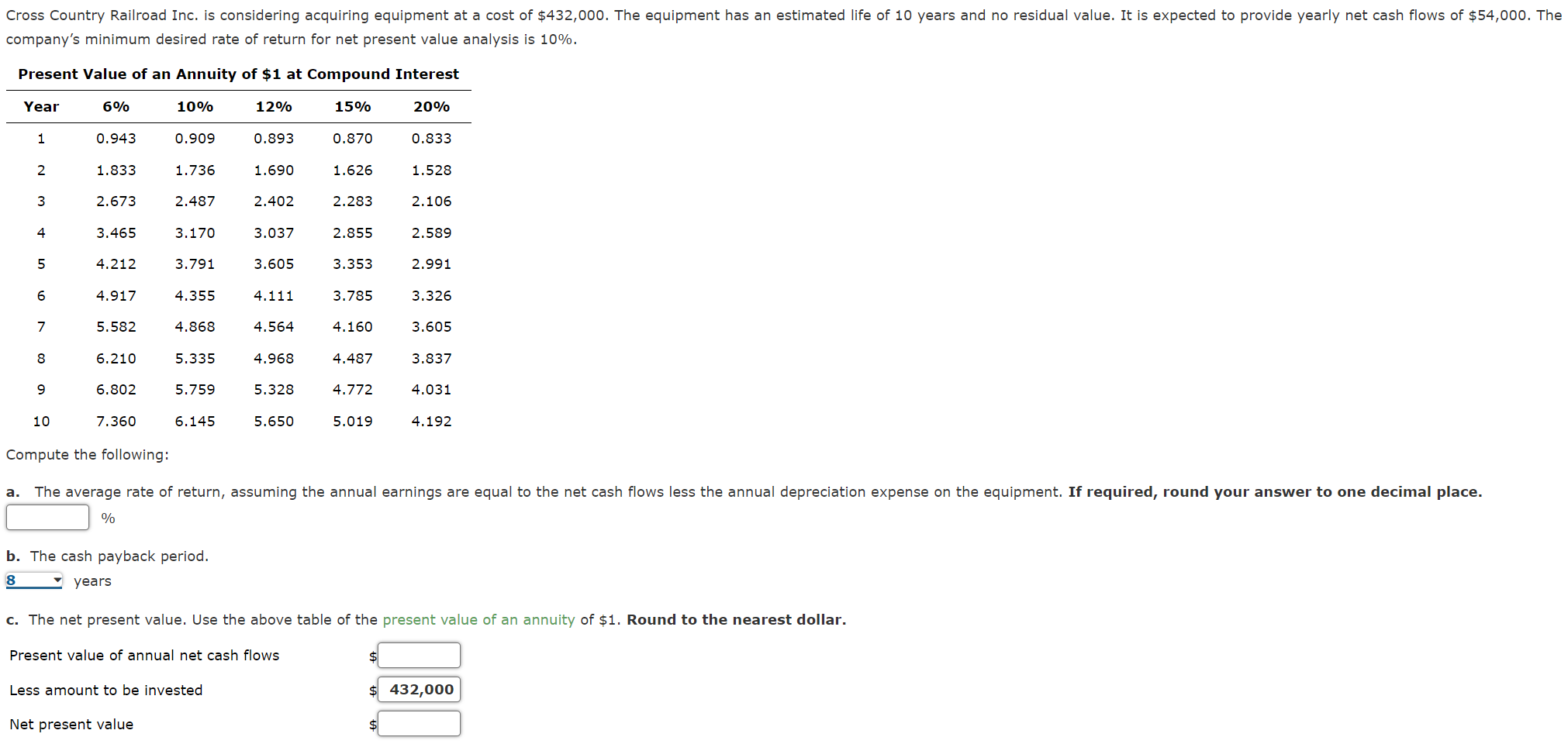Solved \ b. The cash payback period. years | Chegg.com