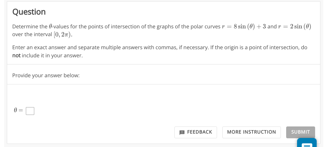 Solved Determine the θ-values for the points of intersection | Chegg.com