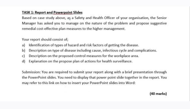 Solved TASK 1: Report and Powerpoint Slides Based on case | Chegg.com