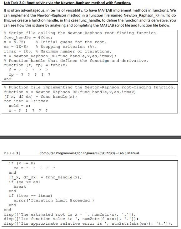 Solved MATLAB question. LAB task 2.0 is shown as well but I | Chegg.com