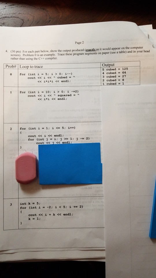 Solved Page 2 (30 pts) For each part below, show the output | Chegg.com