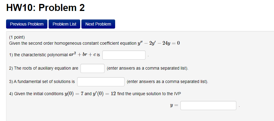 Solved HW10: Problem 2 Previous Problem Problem List Next | Chegg.com