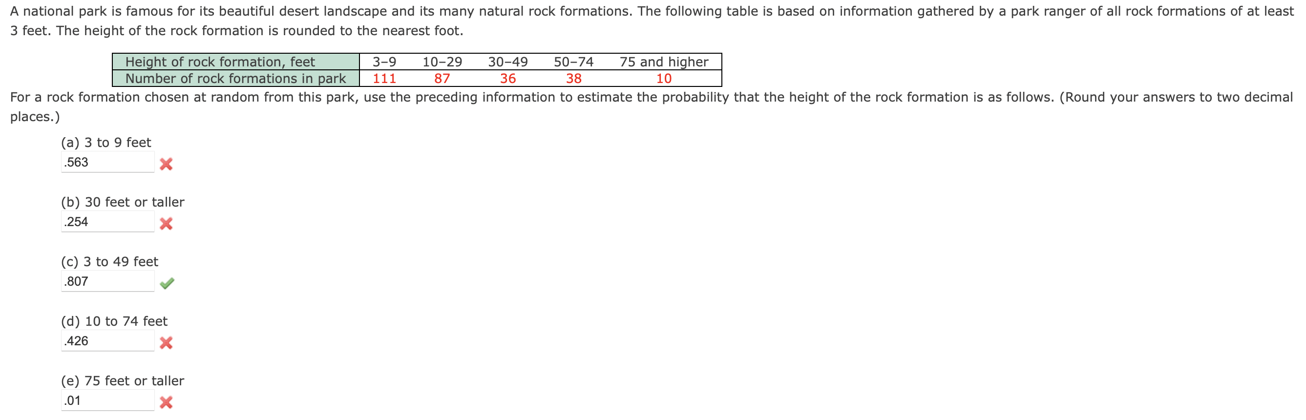 Solved 3 feet. The height of the rock formation is rounded | Chegg.com