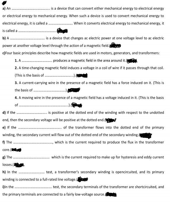 Solved a) An is a device that can convert either mechanical | Chegg.com