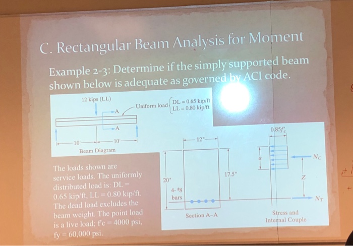 Solved Rectangular Beam Analysis for Moment Example 2-3: | Chegg.com
