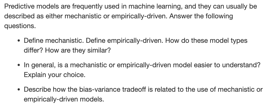 Solved Predictive models are frequently used in machine | Chegg.com