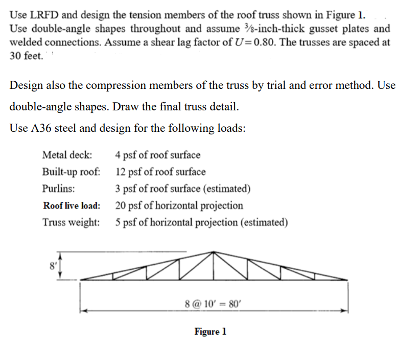 Solved Use LRFD and design the tension members of the roof | Chegg.com