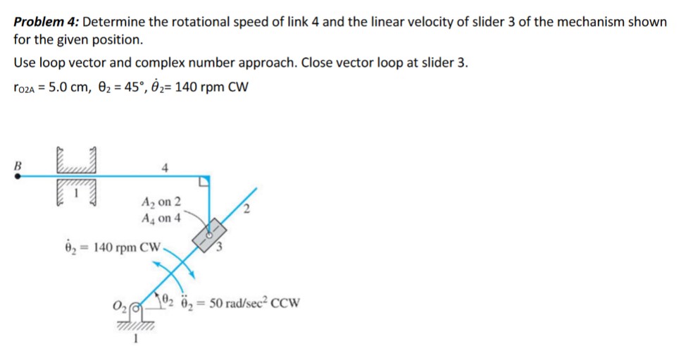Solved Problem 4: Determine the rotational speed of link 4 | Chegg.com