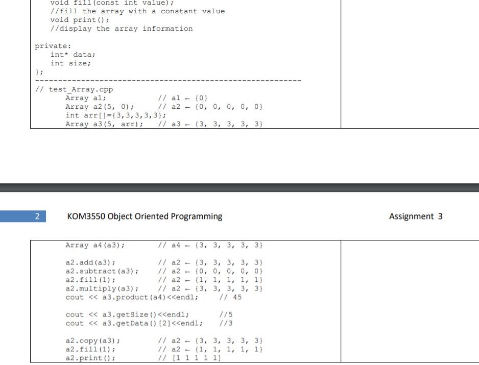 Solved 1) Given Array.h and type the corresponding | Chegg.com