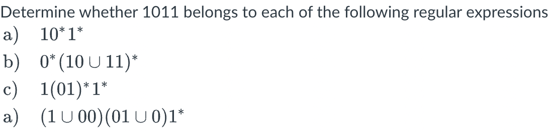Solved Determine whether 1011 belongs to each of the | Chegg.com