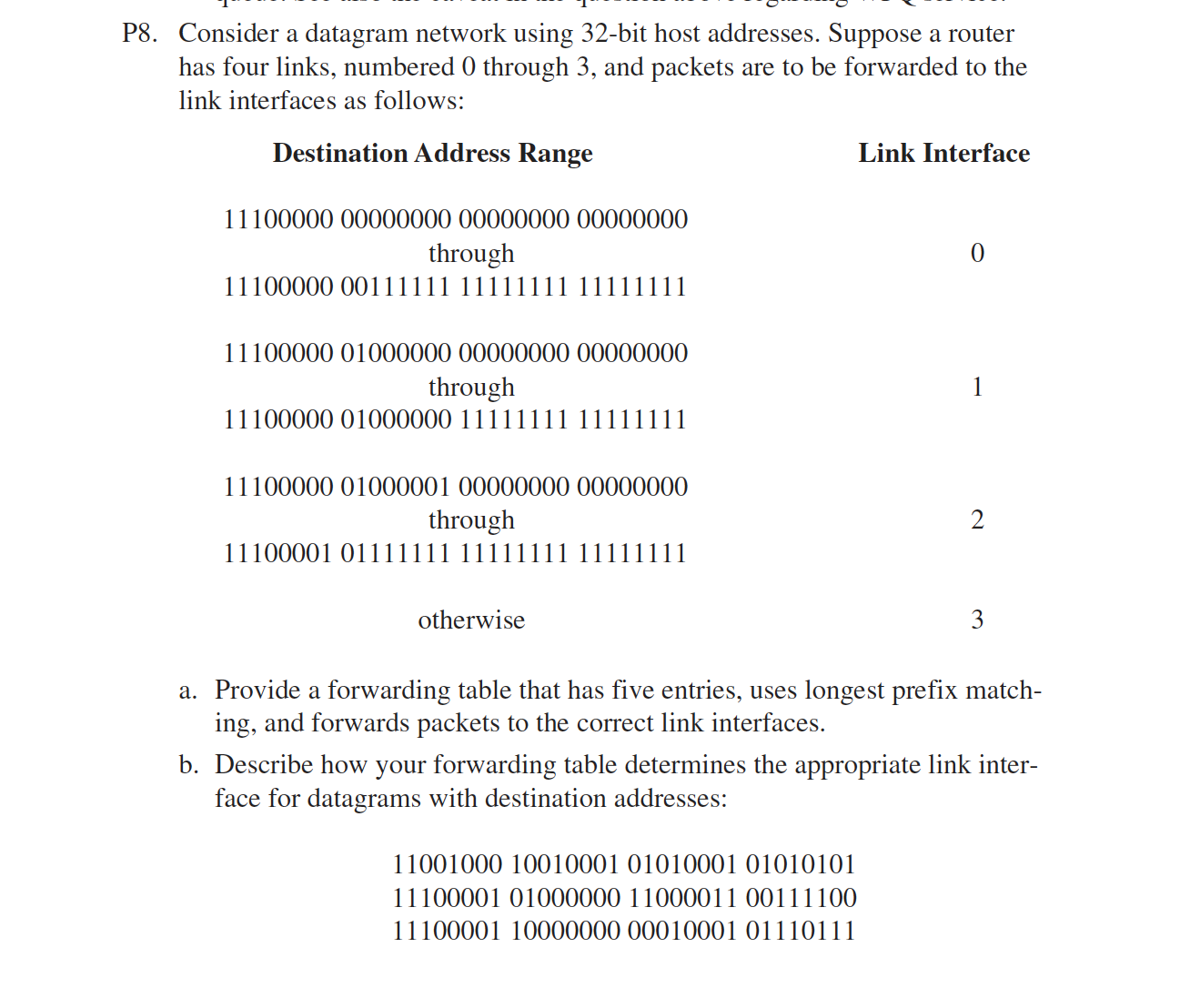 Solved P8. ﻿Consider a datagram network using 32-bit host | Chegg.com