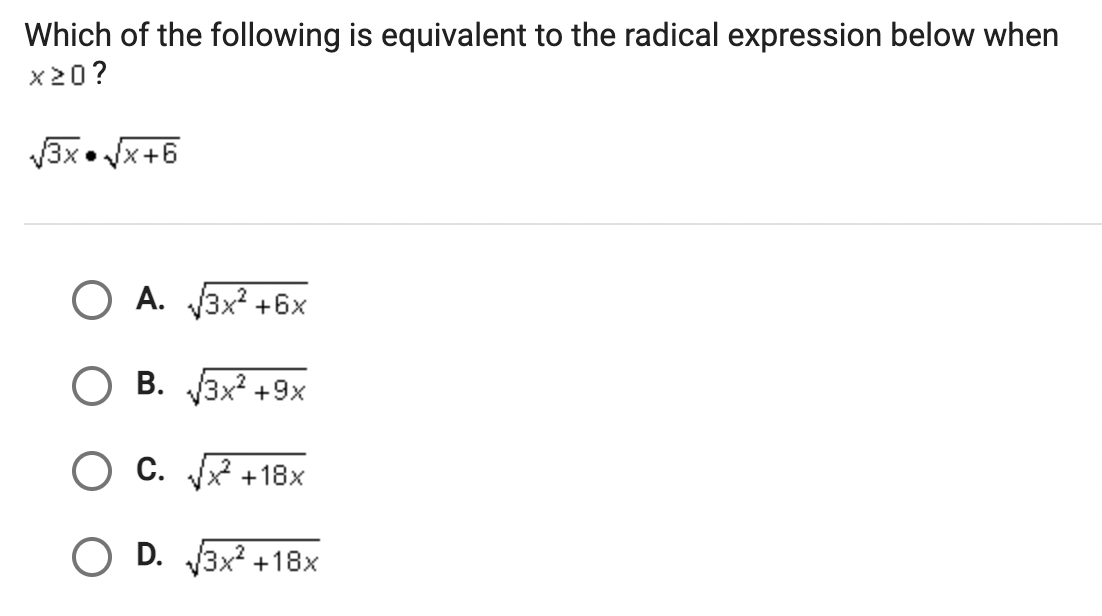 Solved Which of the following is equivalent to the radical | Chegg.com