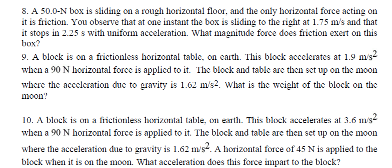 Solved 8. A 50.0-N box is sliding on a rough horizontal | Chegg.com