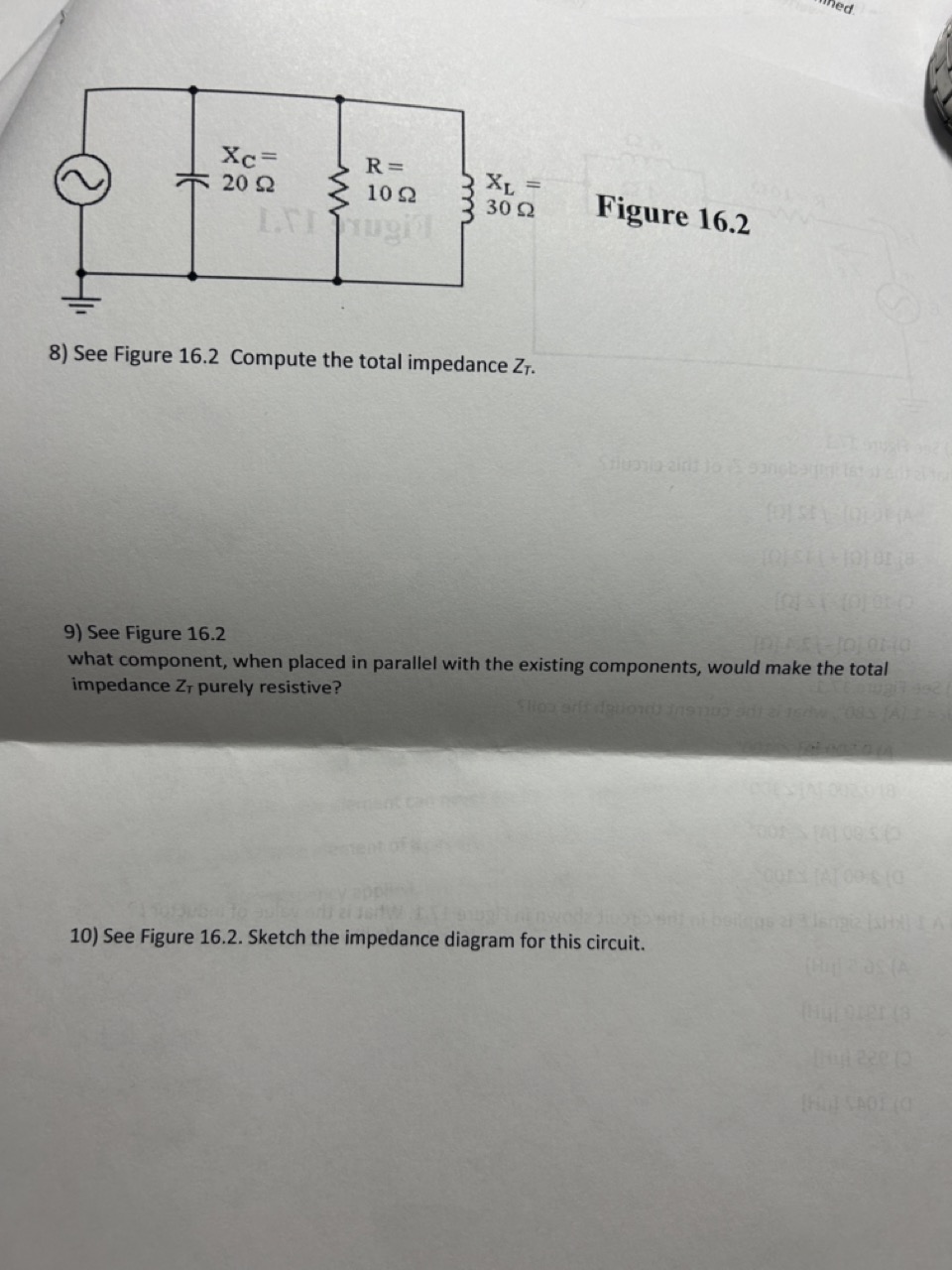 Solved 8) See Figure 16.2 Compute the total impedance ZT. 9) | Chegg.com