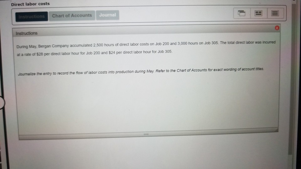 Solved Direct labor costs Chart of Accounts Journal | Chegg.com
