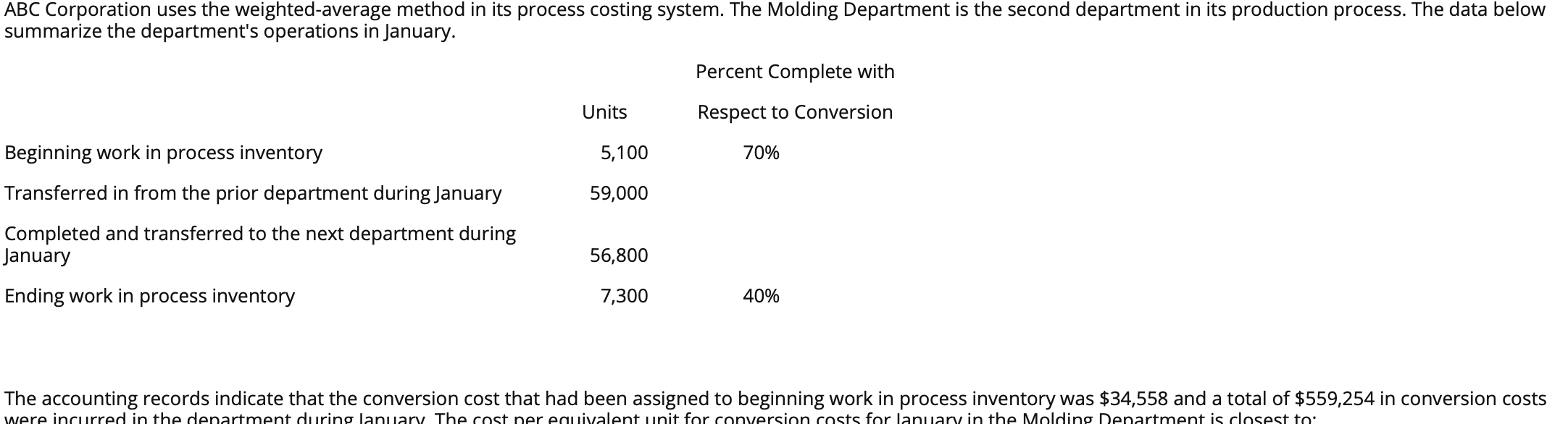 Solved ABC Corporation uses the weighted-average method in | Chegg.com