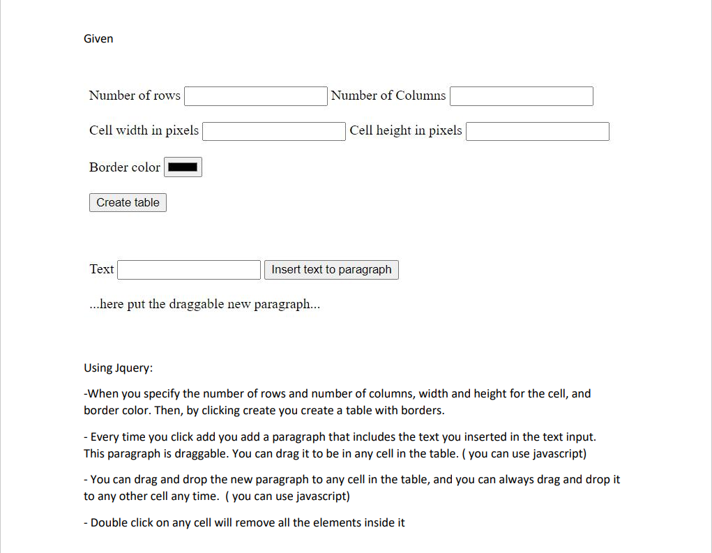 Given Number of rows Number of Columns Cell width in | Chegg.com